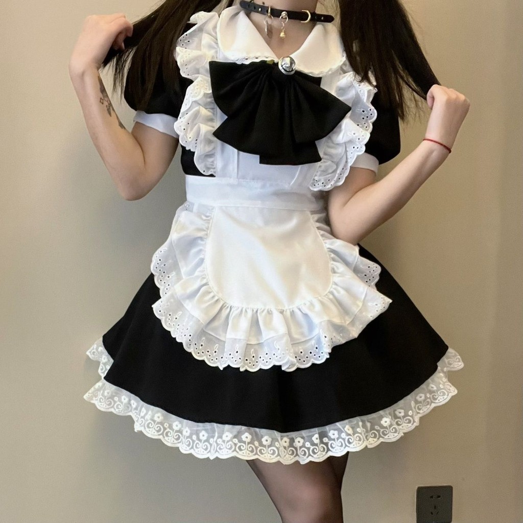 Classic Black White Maid COS Lolita Princess Big Skirt Soft Sister ...