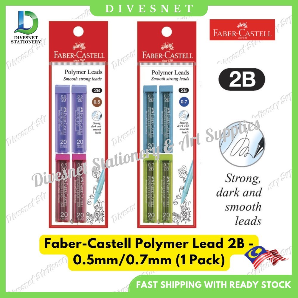 Faber-Castell Polymer Lead 2B 0.5mm/0.7mm Divesnet Mata Pensil Mekanikal 自动铅笔芯 (1 Pack) | Shopee ...