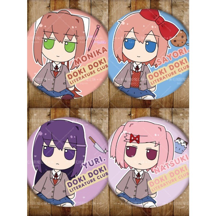 Doki Doki Literature Club Monika Sayori Natsuki Yuri 58mm Badge DDLC ...