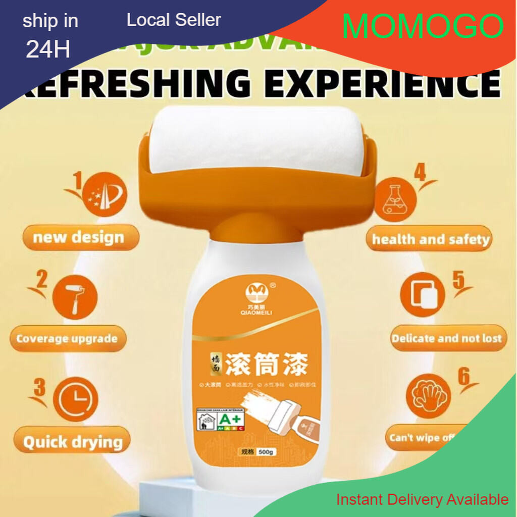 MYQuick Drying White Cream Latex Paint with Self-brushing Roller Multiple-use Repair Wall Cat ...