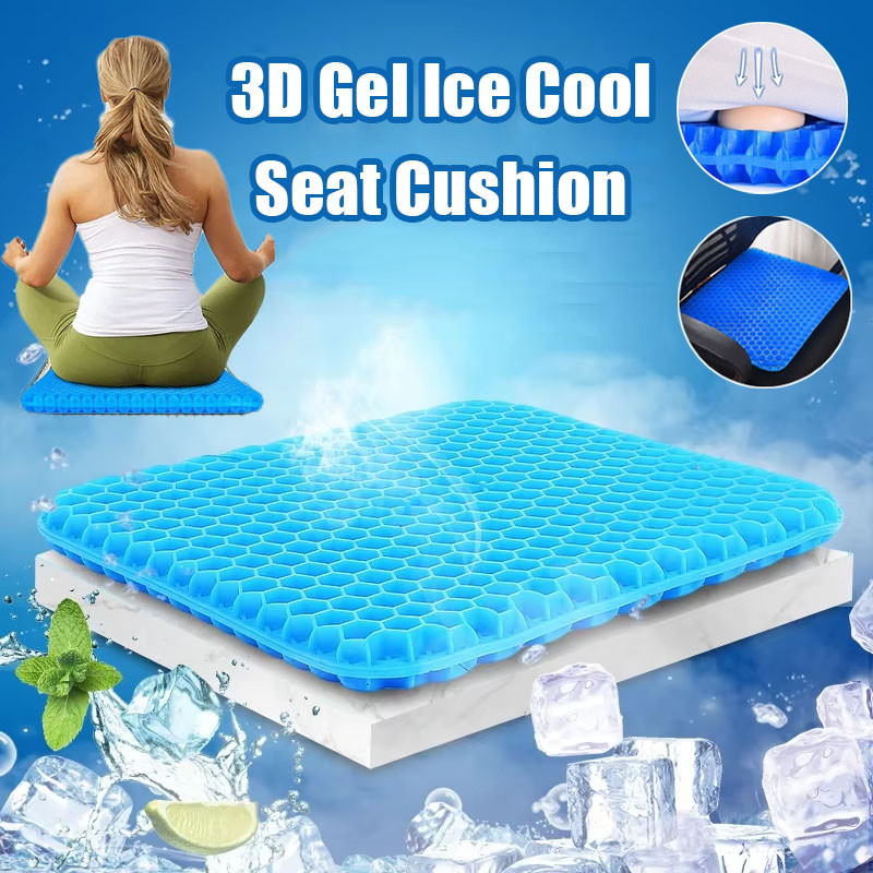 3D Gel Ice Cool Seat Cushion Soft Silicone Honeycomb Design Breathable ...