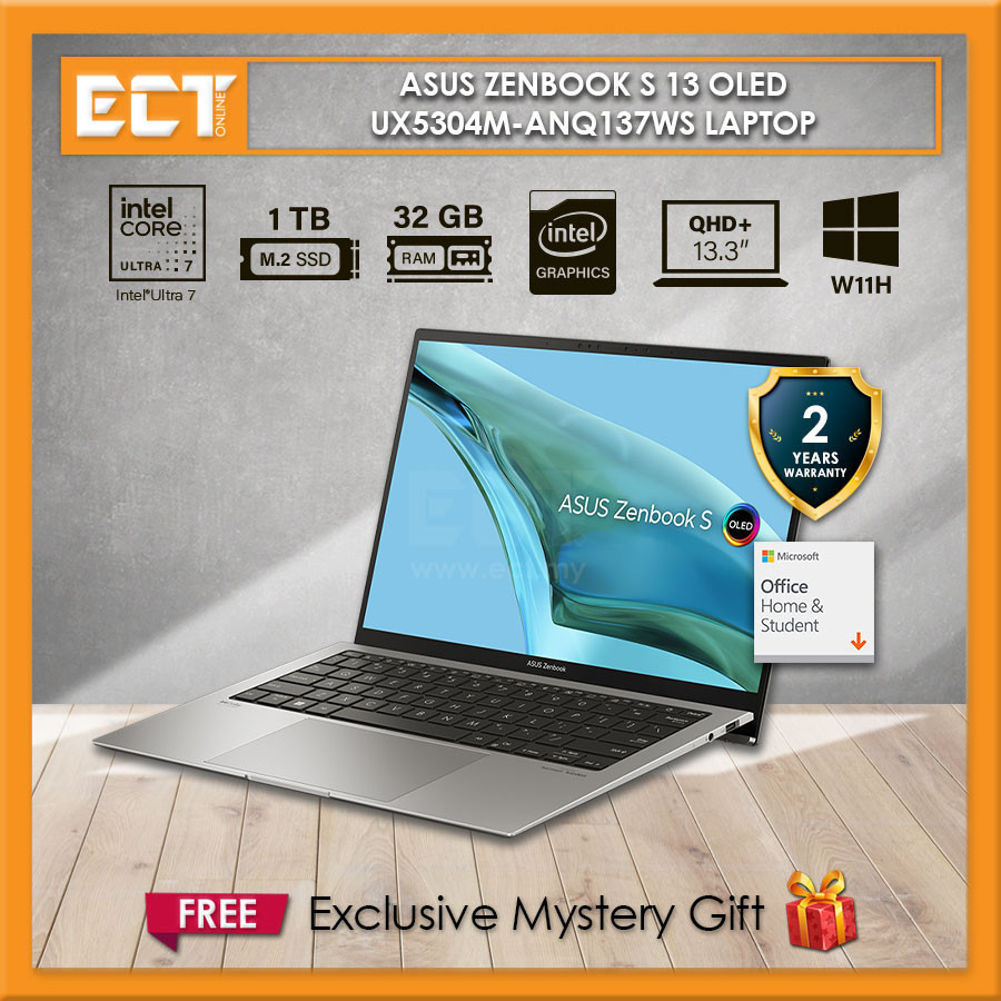 Asus ZenBook S 13 OLED UX5304M-ANQ137WS / 138WS Laptop (CU7-155H 4.80GHz,32GB D5,1TB SSD,Intel ...