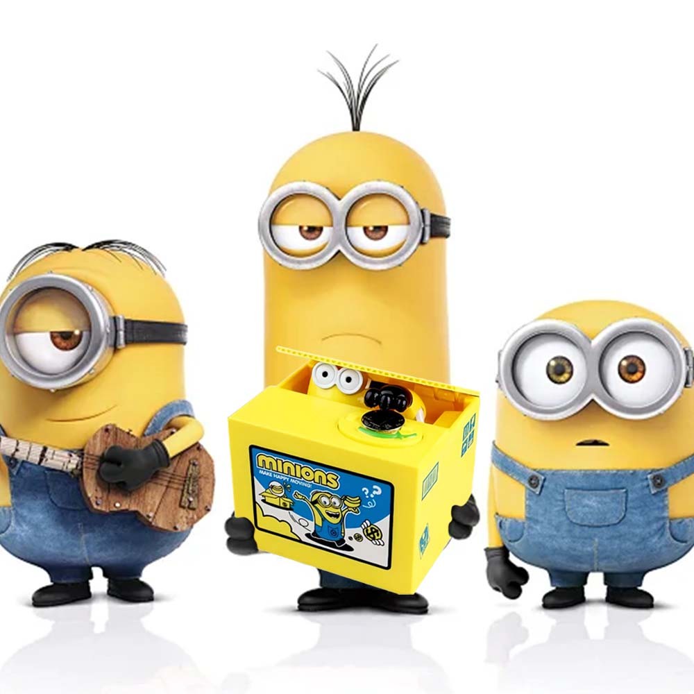 Minions piggy bank automatic money coin steal electronic box plastic ...