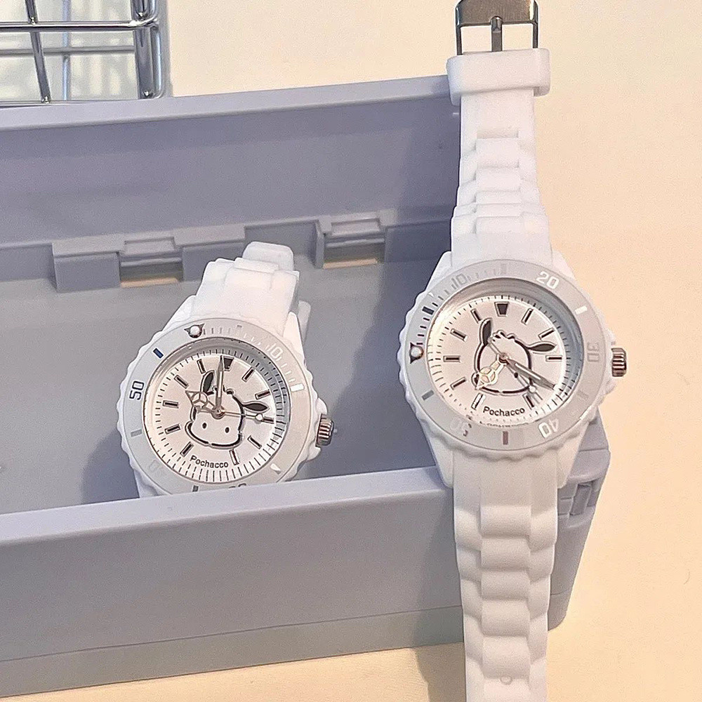 Cartoon Cute Pochacco Student Watch Solid Colored Strap Wristwatch ...