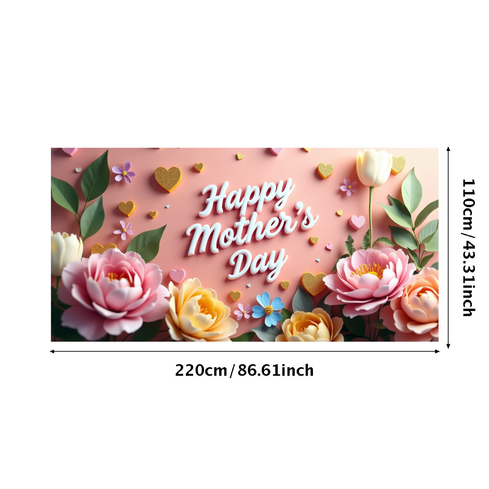 Happy Mother's Day Banner -Pink Flower Theme Mother's Day Backdrop for ...