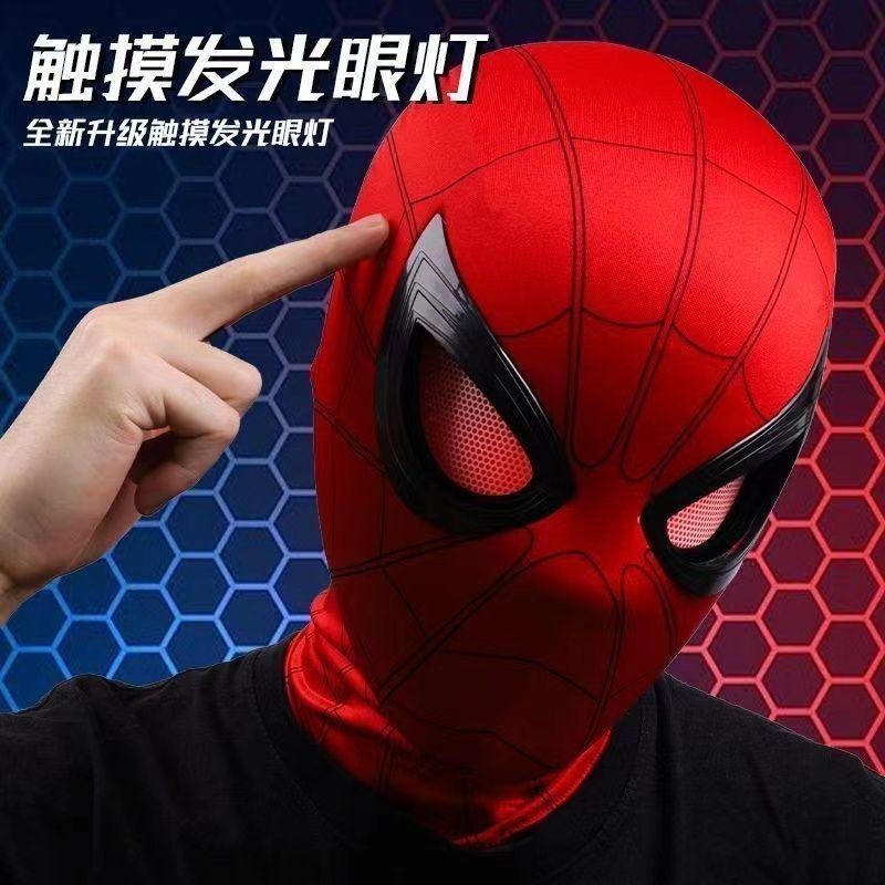 Realistic Spiderman Headgear Movable Touch Glowing Winking Mask ...