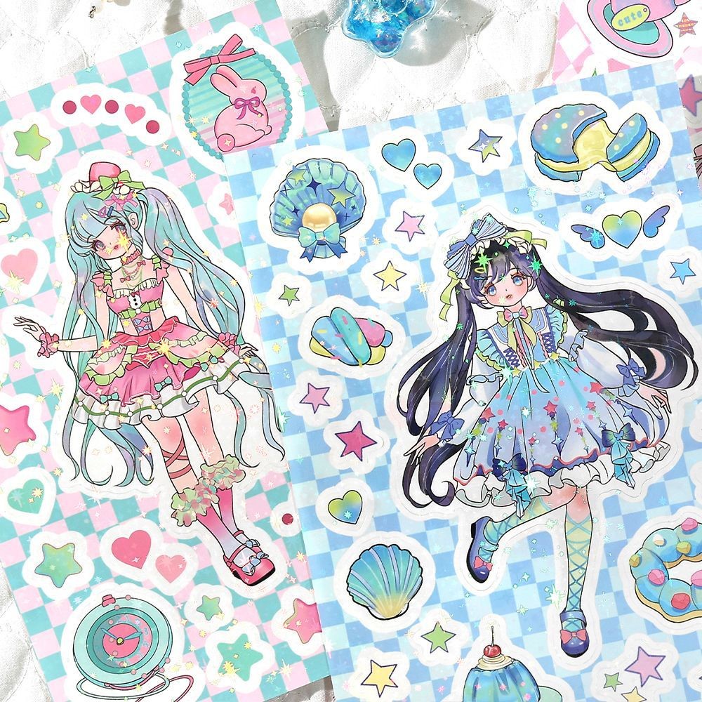Cdaily|Magic Gemini Adhesive Stickers Japanese Cute Cartoon Girl ...