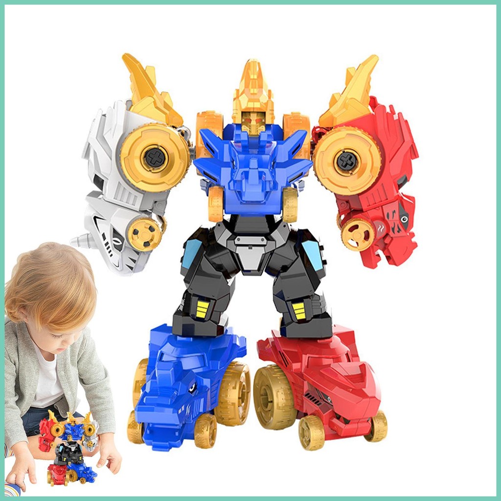 Deformation Dinosaur Toy Car 5-in-1 STEM Toy Figure Robot Dinosaur Toys ...