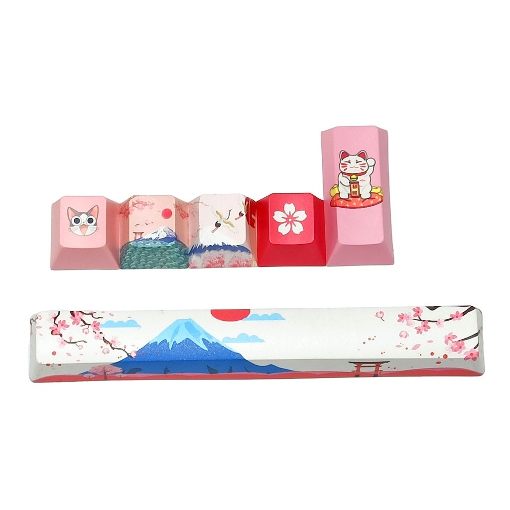 6-key Mechanical Keyboard Sublimation PBT Snow Mountain Mount Fuji Keycap cherryR4 Space Key ...