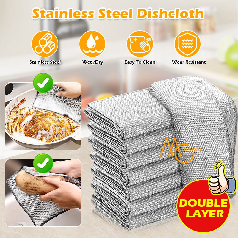 Stainless Steel Wire Cleaning Cloth Stain Rust Remove Dishwashing Rag ...