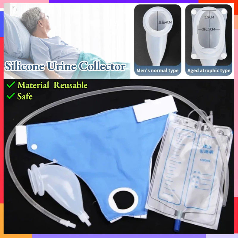 Silicone Urine Collector Reusable Urine Bag with Leak Proof Connector ...