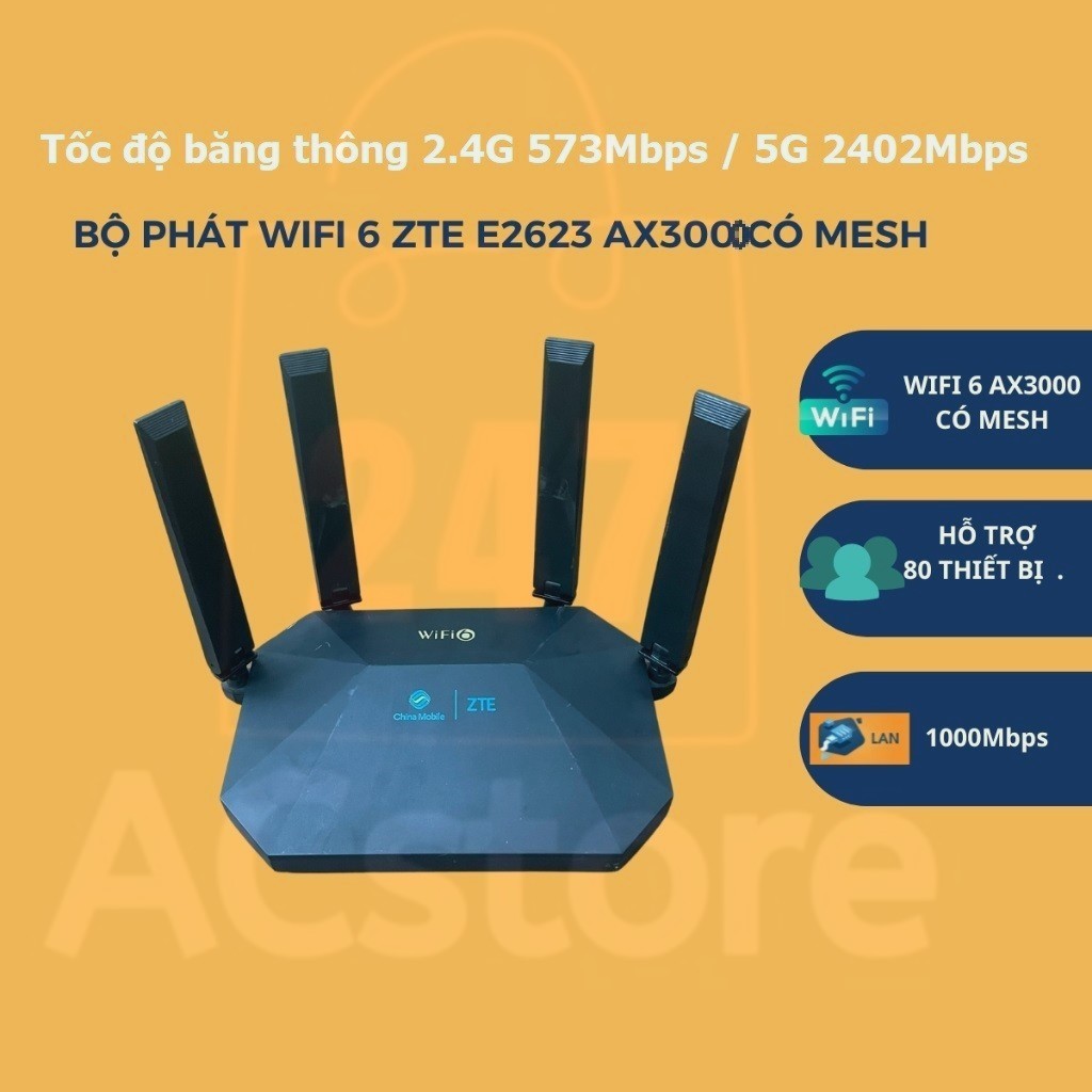 Zte E2623 Wifi6 Router AX3000 Mbps - With MESH 2-Band WiFi Through ...