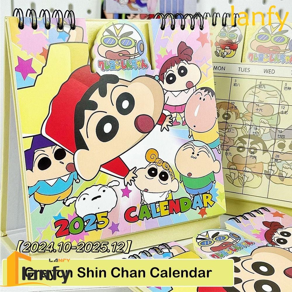 LANFY 2025 Desk Calendar, Schedule Stand Flip Crayon Shin Chan Calendar ...