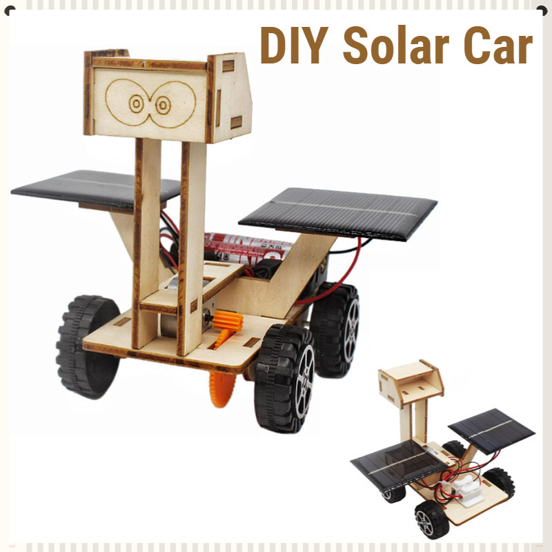 DIY Solar Car Wooden Solar Energy Power Moon Rover Car Toys STEM Toys ...