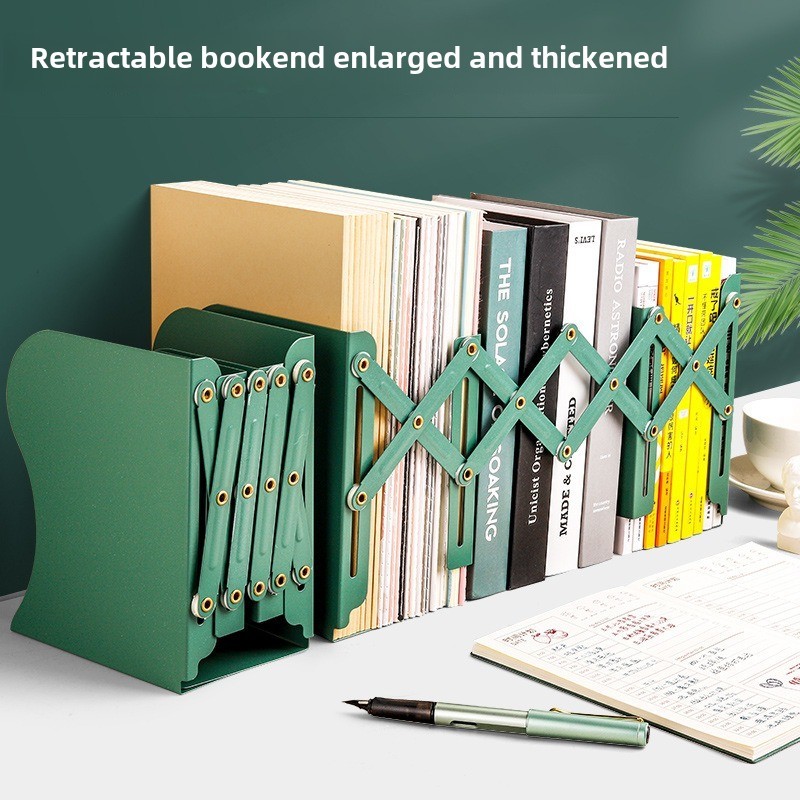 Retractable bookend student desktop book folding display stand wrought ...