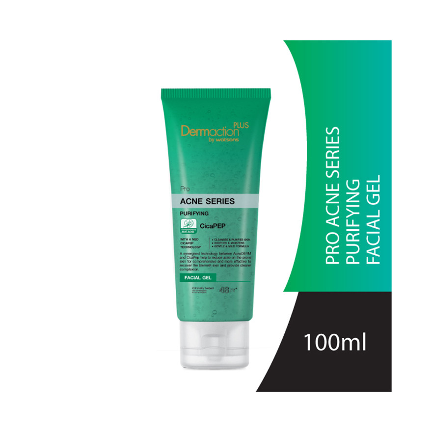 DERMACTION PLUS BY WATSONS Pro Acne Puriying Facial Gel 100ml | Shopee ...