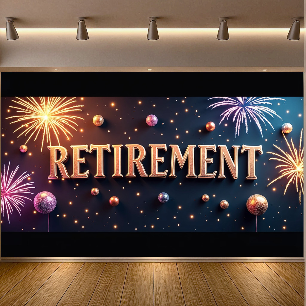 Retirement Party Decorations, Extra Large Fabric Retire Sign Banner ...