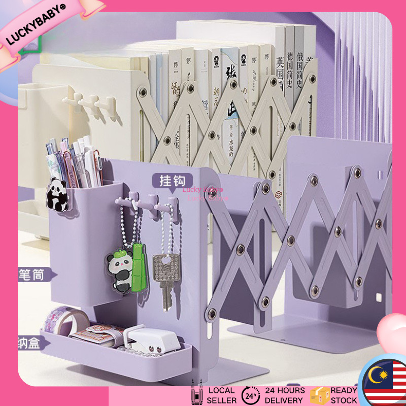 Retractable Bookends for Shelves Book Support Stand Set Adjustable ...