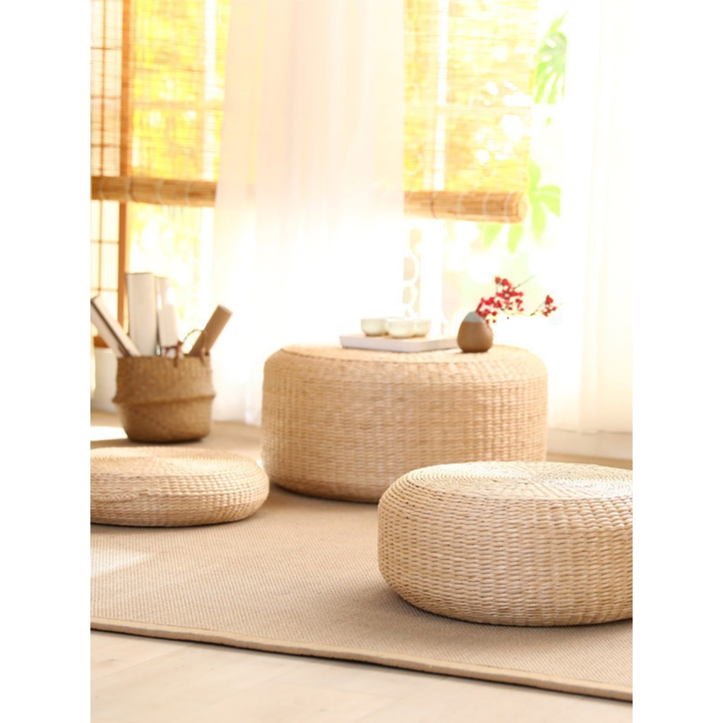 Kusyen Futon Tikar Bulat Meditasi Ibadah Zen Kusyen Jerami Anyaman ...