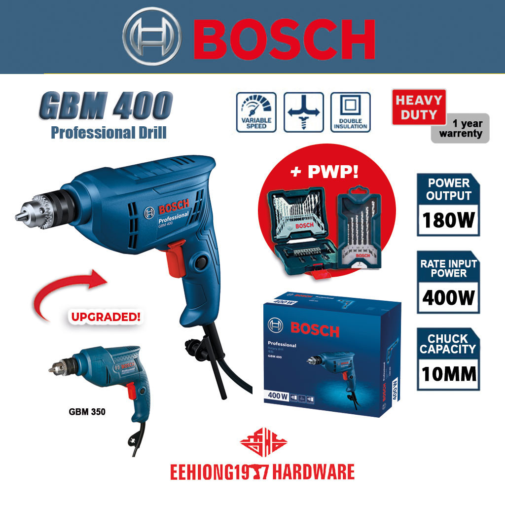 BOSCH GBM400 Professional Hand Drill New Ergonomically Designed Keyless ...