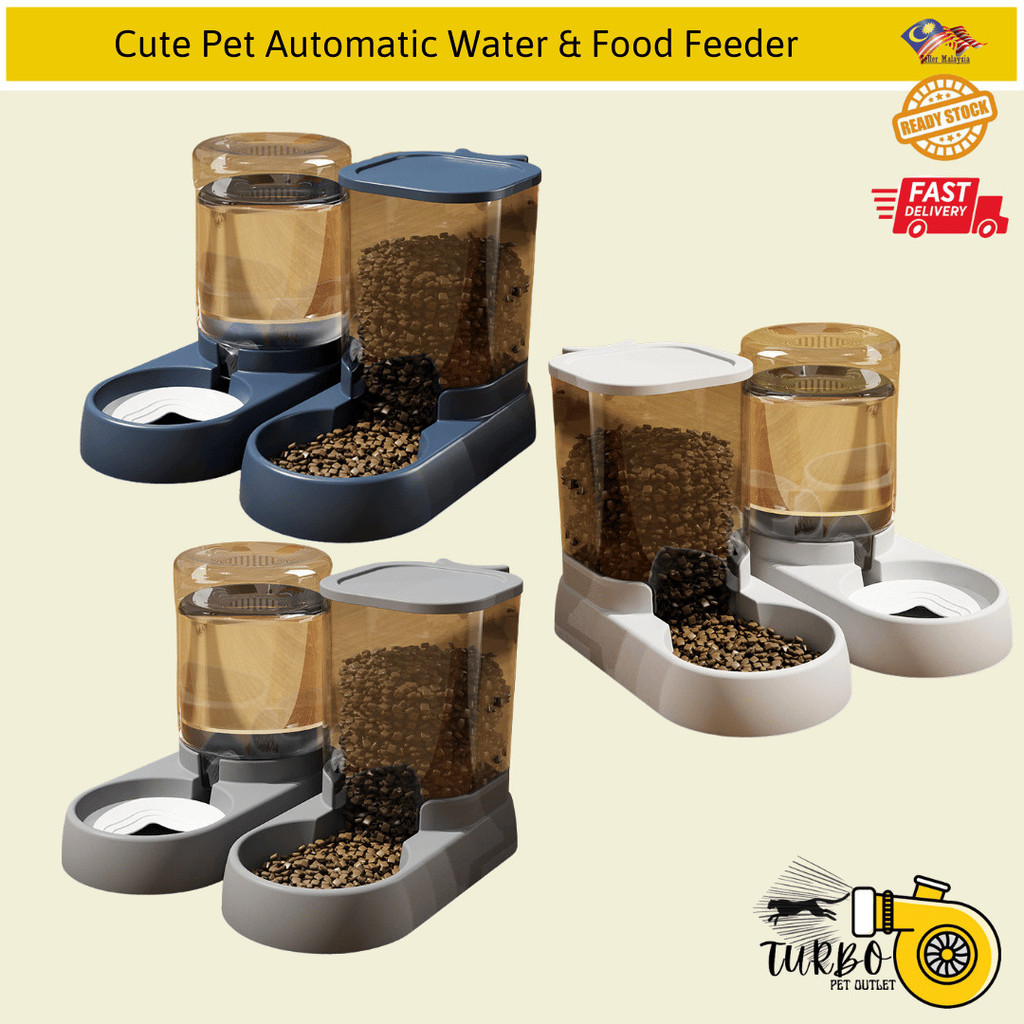 [SET] Automatic Cute Pet Feeder & Water Bottle / Pet Water (2.1L ...