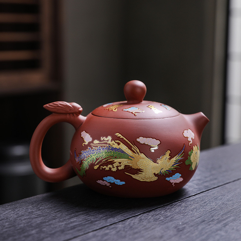 Dragon Phoenix Chengxiang Boiling Water Color-changing Teapot Purple ...