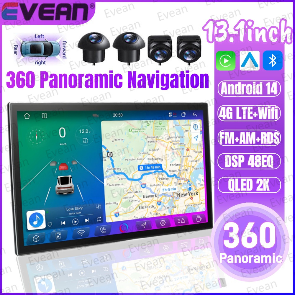 13 inch Android 14 Carplay Car Radio Multimedia Player Auto 360 ...