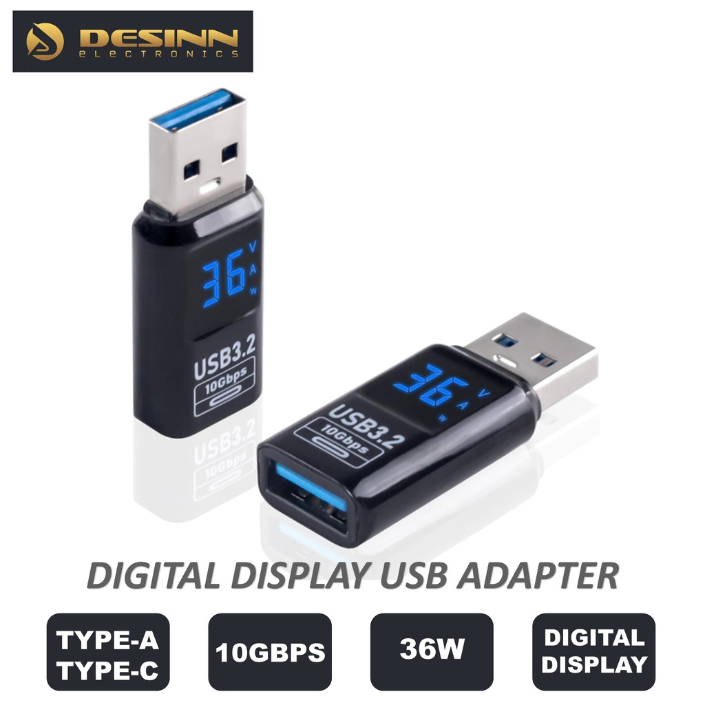 USB 3.2 Type A Extender Adapter with LED Wattage Display 10Gbps ...