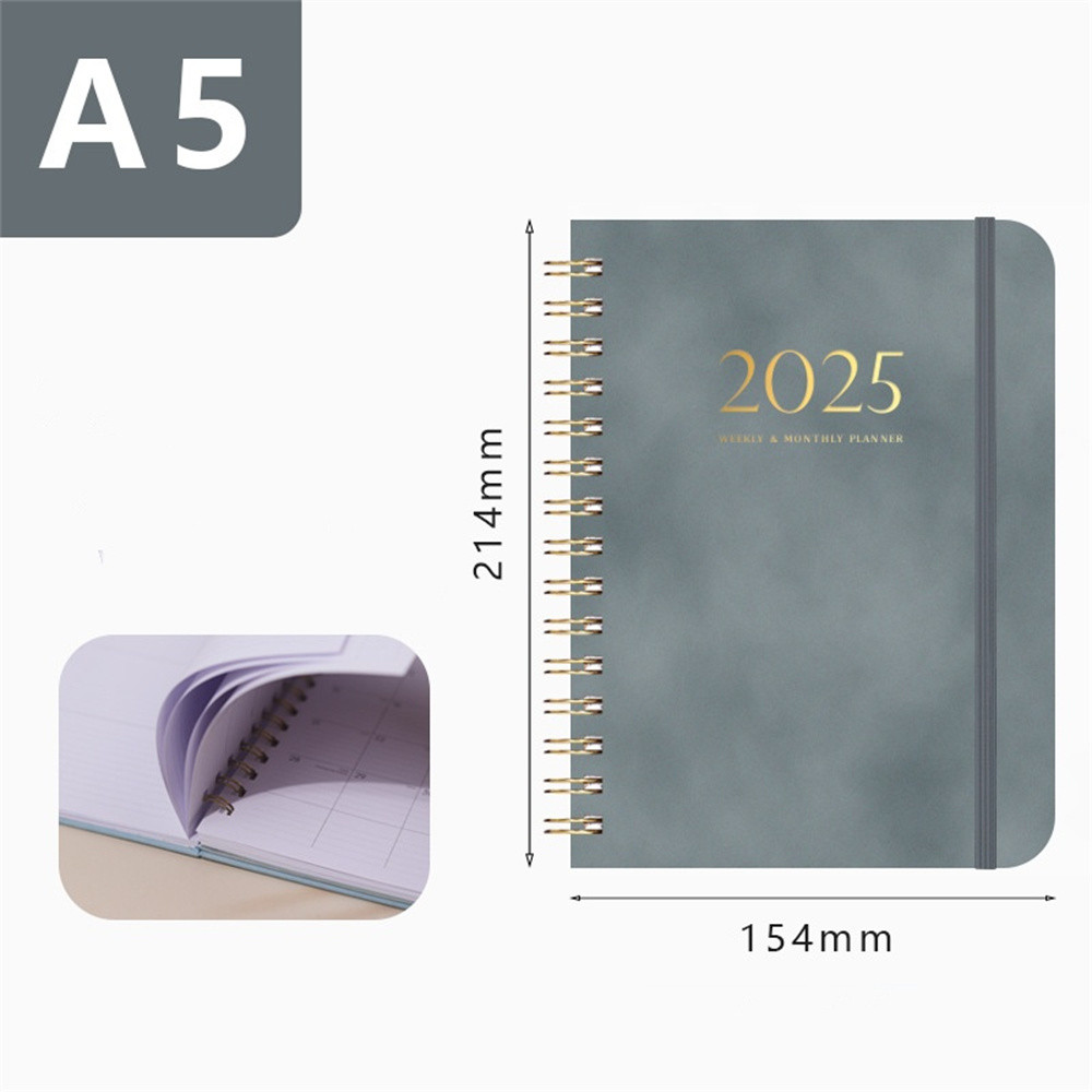 Portable A5 2025 Planner Notebook Leather Cover Diary Time Management ...