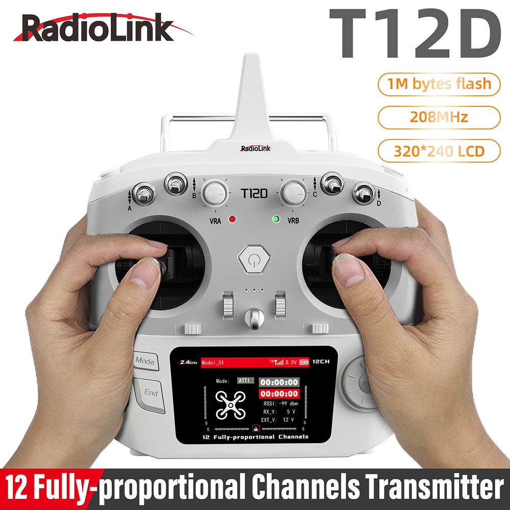 RadioLink T12D 12 Channels RC Transmitter With 2200MAH Battery 2.4GHz with R12FG Receiver Remote ...