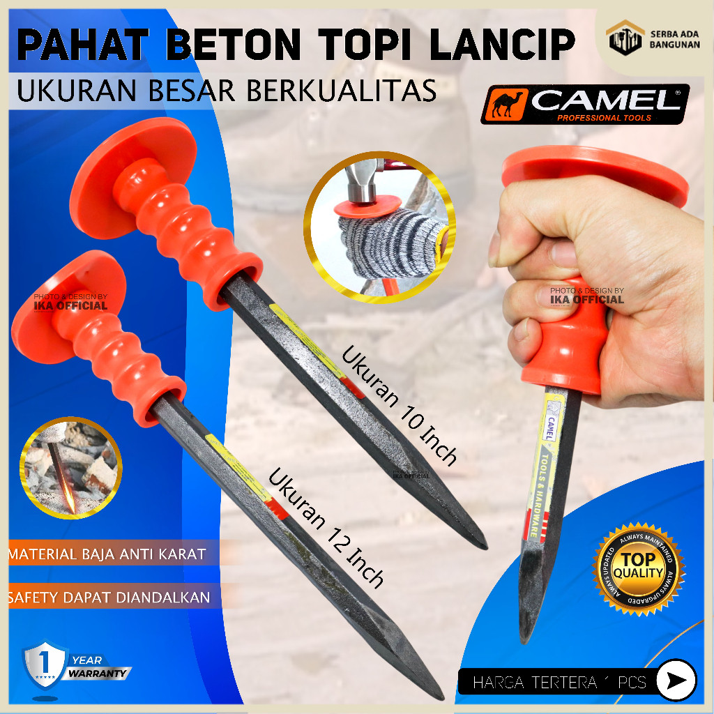 Camel Concrete Stone Chisel Round Flat Pointed 8 10 12 inch Wall Hat ...