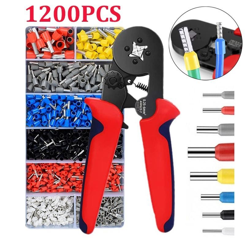 1200pcs Ferrule Crimper Plier Kit 0.25-6mm2 Tubular Terminal Crimping ...