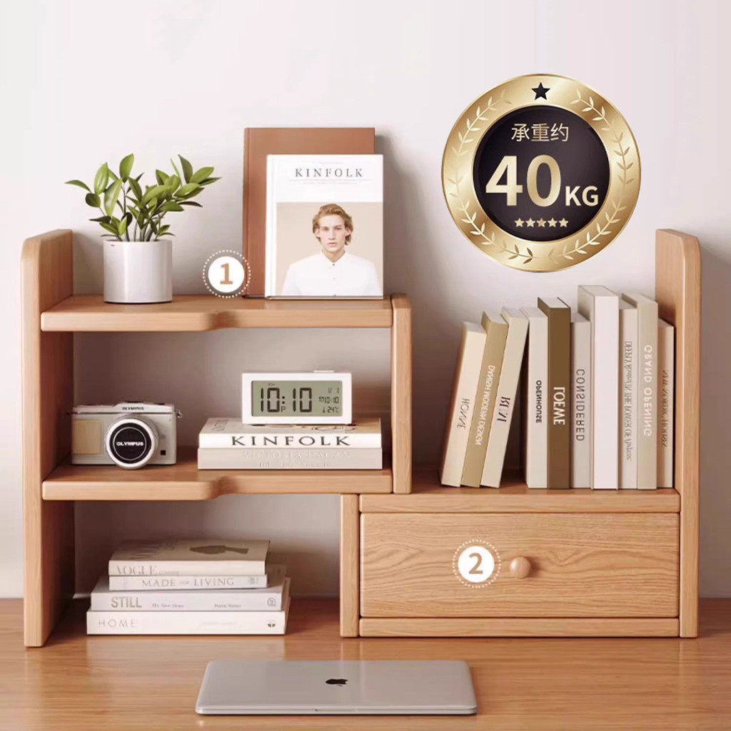 Solid Wood Bookshelf Desktop Shelf Table Top Household Storage Shelf ...