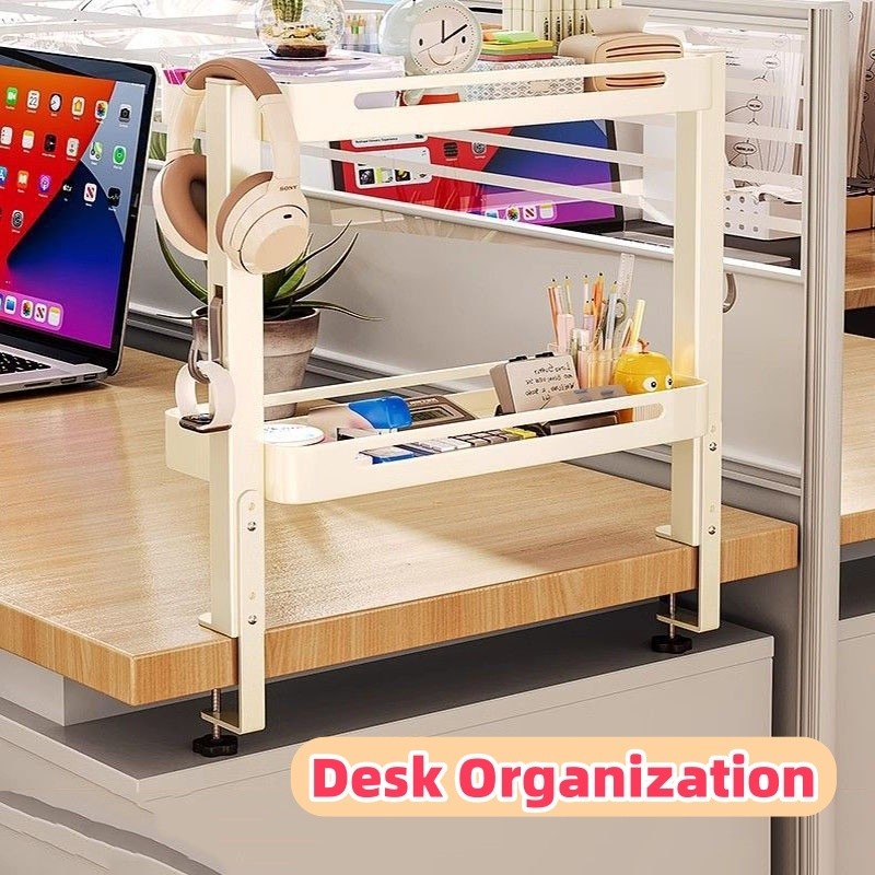 2 Tier Desktop Storage Rack Office Storage Display Rack Desk Bookshelf ...