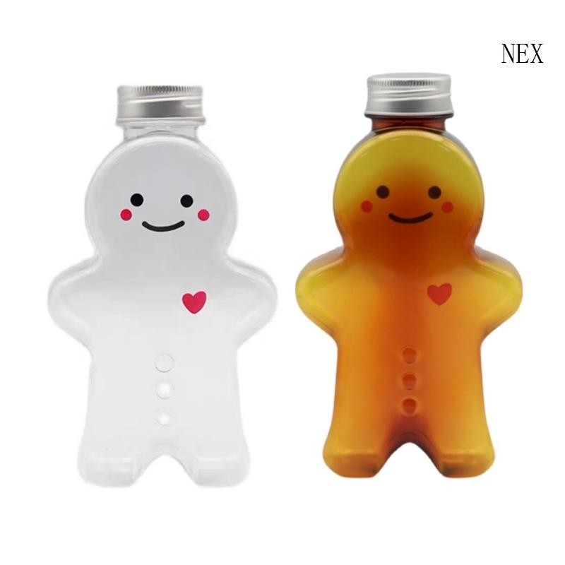 NEX 5pc Cute Gingerbread Man Candy Jar Plastic Milk Water Bottle ...
