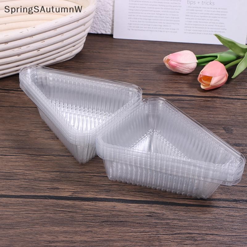 [SpringSAutumnW] 10Pcs Cake Slice Plastic Container Clear Triangle ...