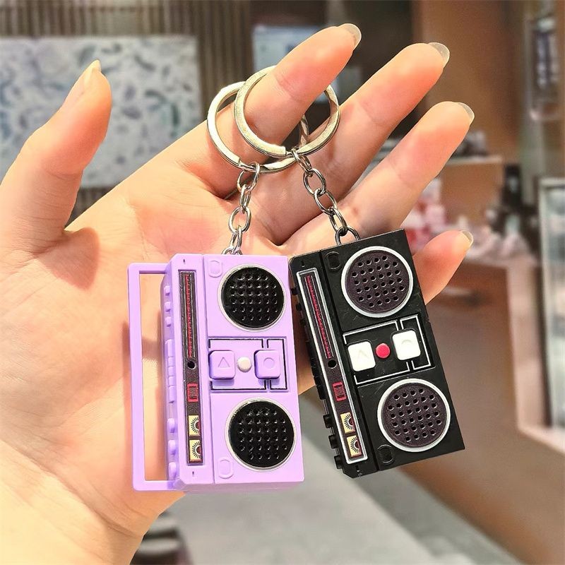 Xiaohongshu Retro Radio Keychain Recordable Music Box Pendant High ...