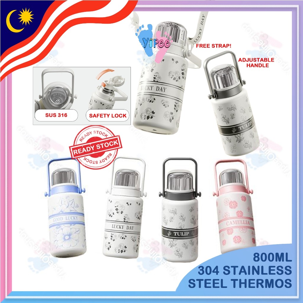 Tulip Tumbler With Handle 800ml 316 Stainless Steel Insulated Thermos Bottle Botol Air TB-004 ...