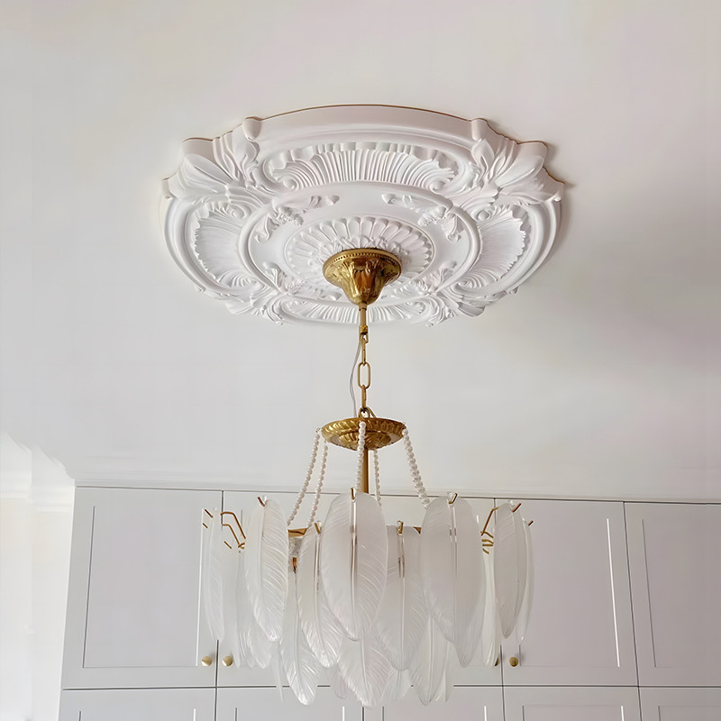 Panel Cahaya PU Siling Bulat Tiruan Perancis Plaster Lampu Dasar Siling ...