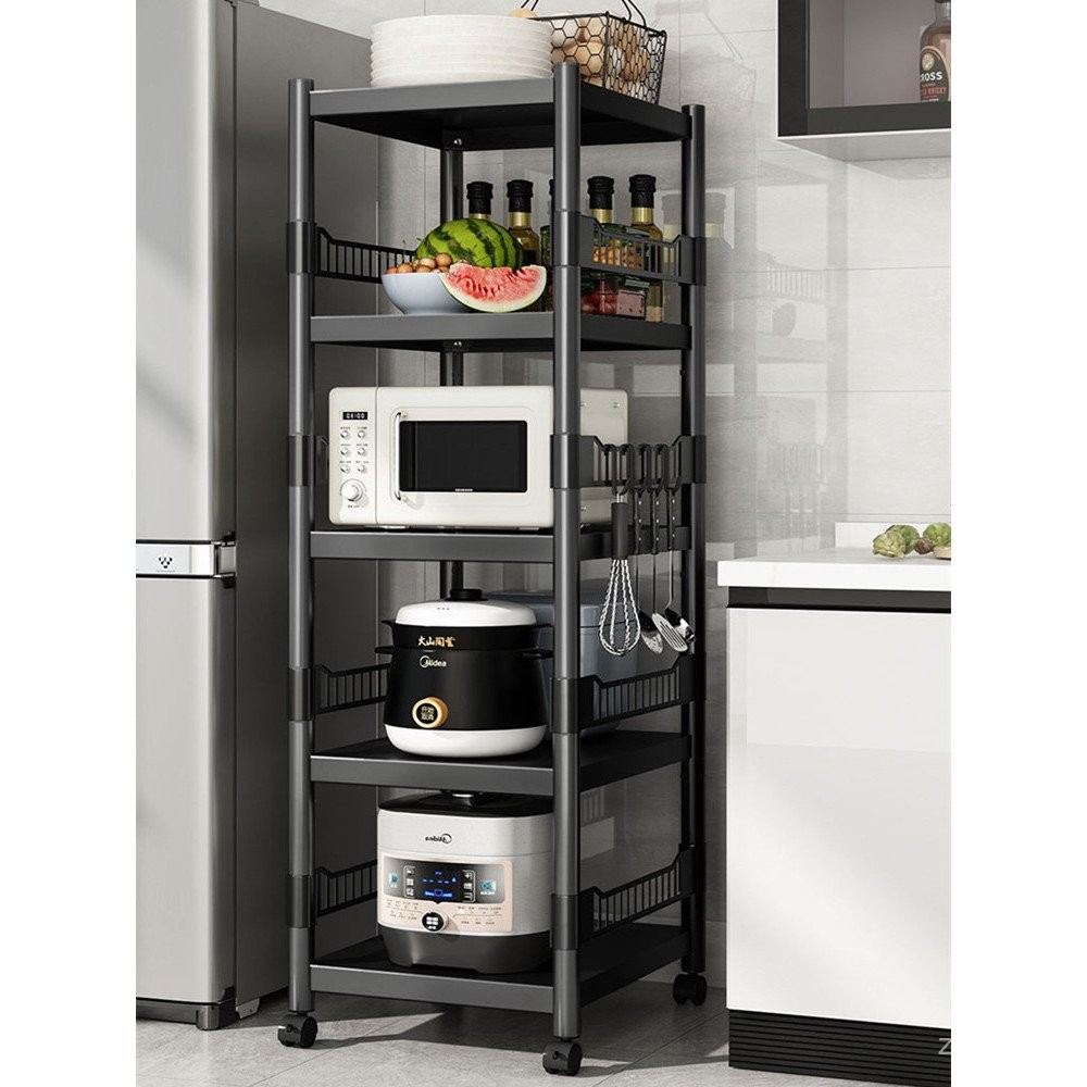 Rak Penyimpanan Dapur Berdiri lantai Berbilang Lapisan dengan Pagar ...