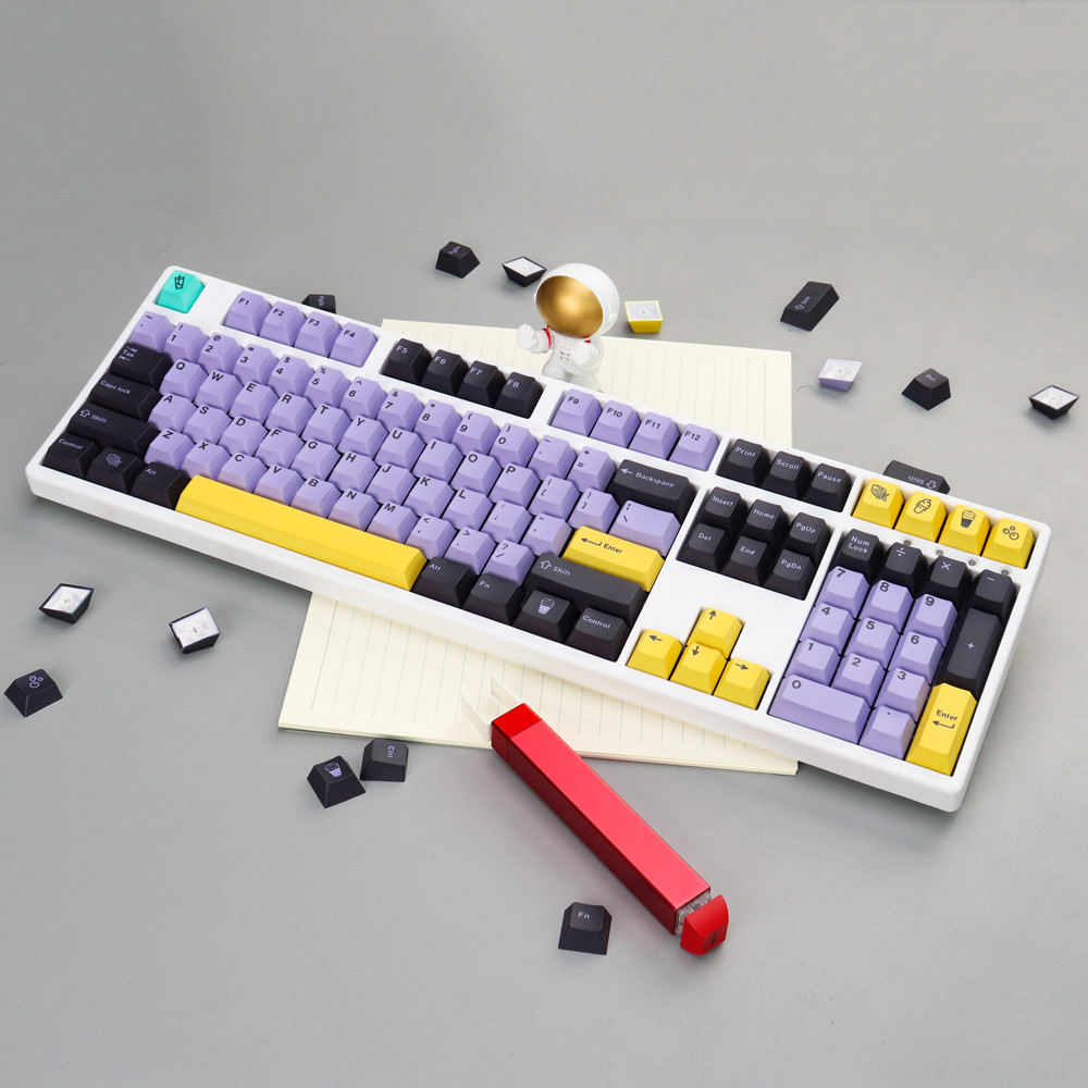 GMK Taro Taro Keycap Ungu Profil Asal PBT Dye-Sublimasi Set Penuh Papan ...