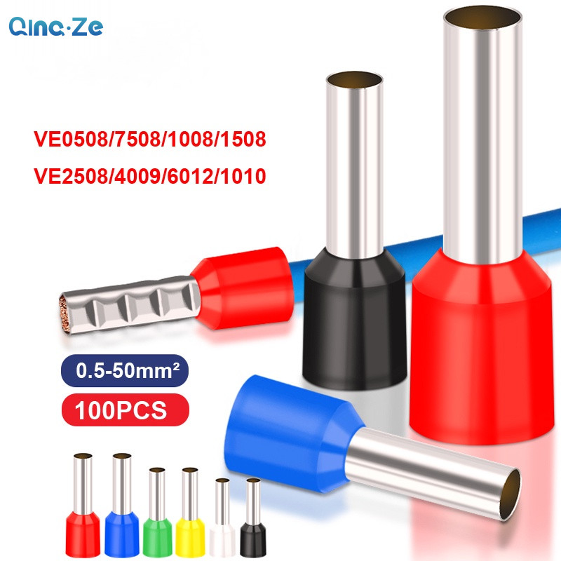 100Pcs Electric Wire Connector Crimp Wire Ferrule Terminal Cable End ...