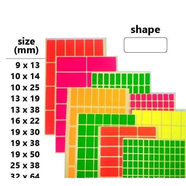 Self Adhesive Label Sticker Square Rectangle Colour 10pcs/pack or White ...