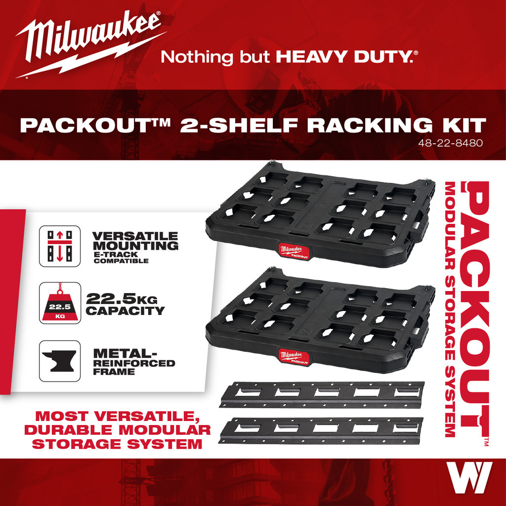 Milwaukee Packout 2 Layer Shelving Kit / Wall Mounting Shelf Racking ...