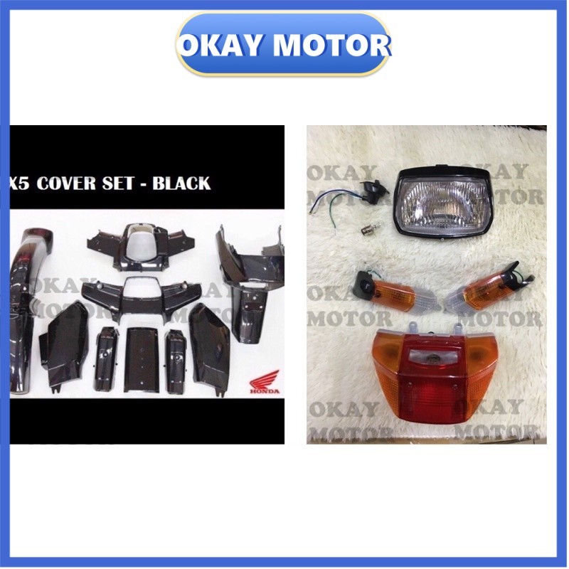 HONDA EX5 DREAM BODY COVER SET bodyset coverset + lamp set lampu full set complete BLACK RED ...