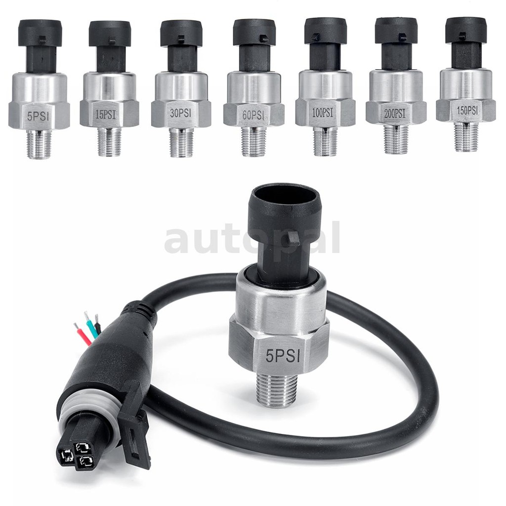 1/8NPT 5V 5/15/30/60/100/150/200 PSI Pressure Transducer Sender Sensor ...