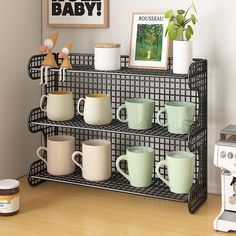 Cup Holder Kitchen Countertop Layered Cupware Rack Thermos Bottle Tea ...