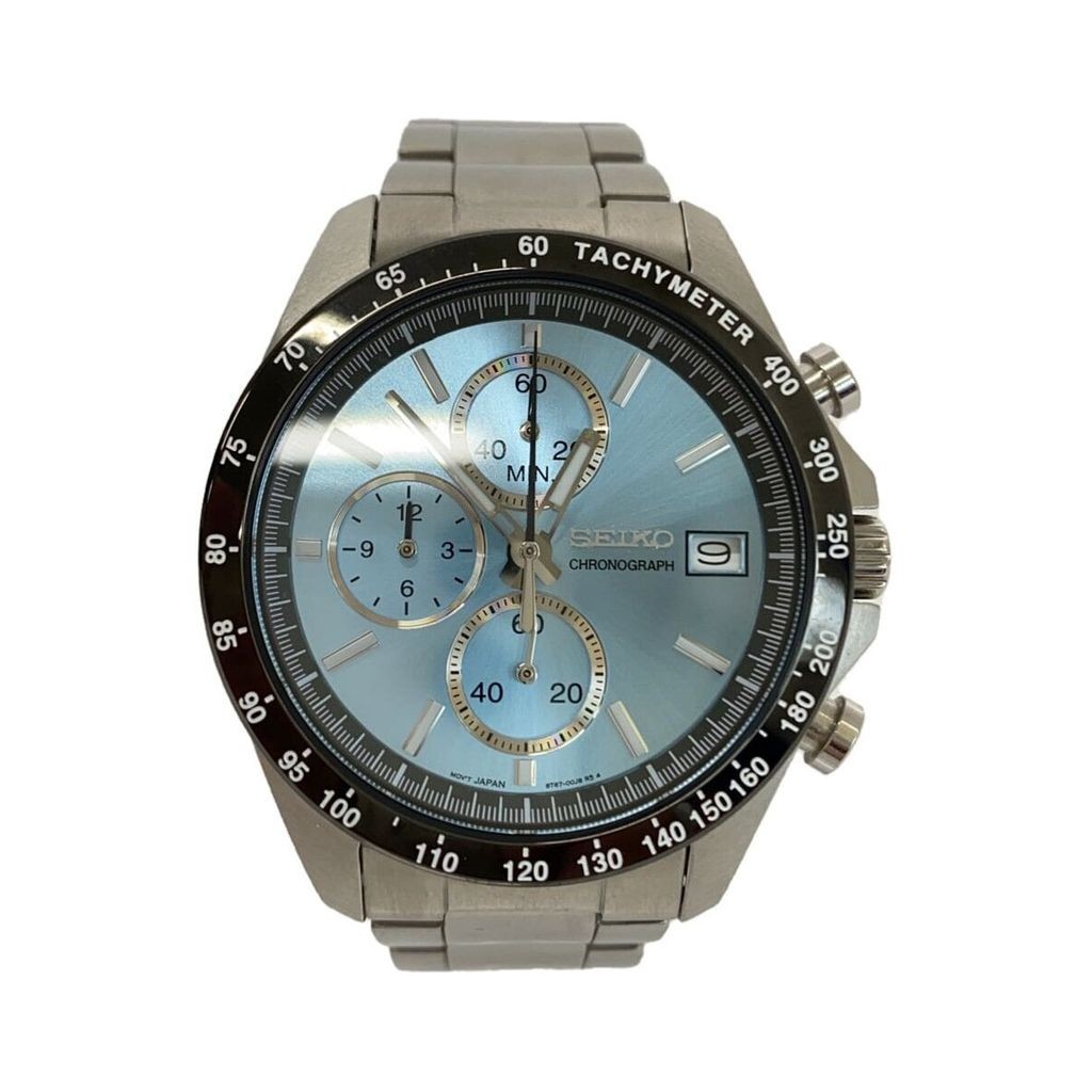 SEIKO Men's Watch Quartz Analog Stainless Steel BLU 8T67-00C0 ...