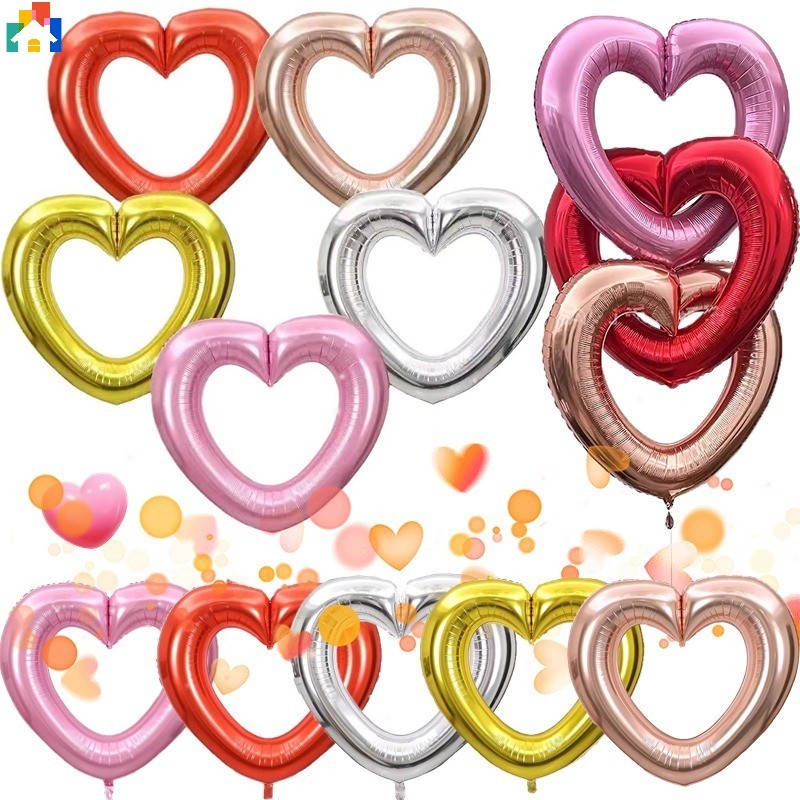 40-inch Hollow Couple Heart-shaped Aluminum Film Balloon 84x84cm Large ...