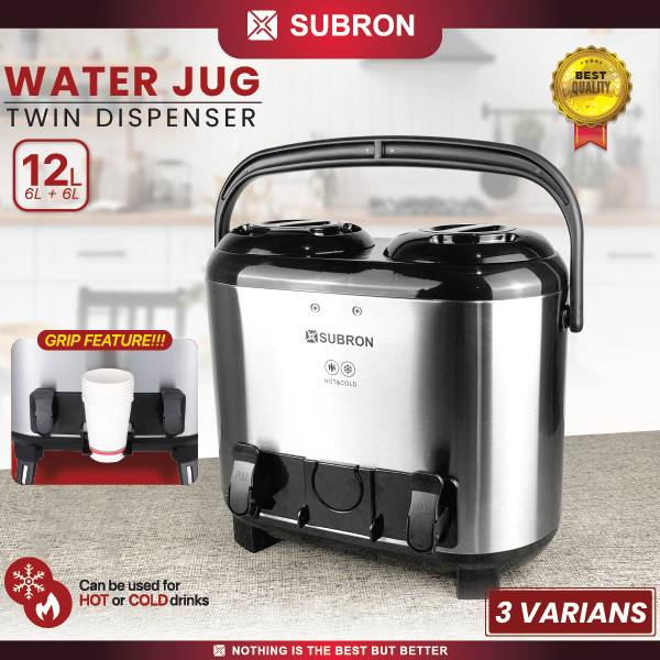 Subron Water Jug Twin Dispenser Double Tank 2 Faucets Hot and Cold ...